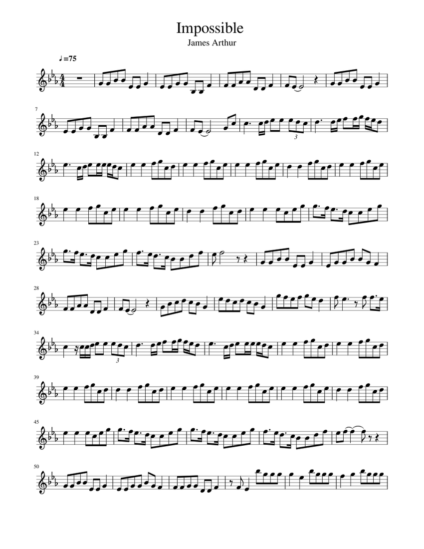 Impossible-James Arthur Sheet Music for Violin (Solo) | MuseScore.com