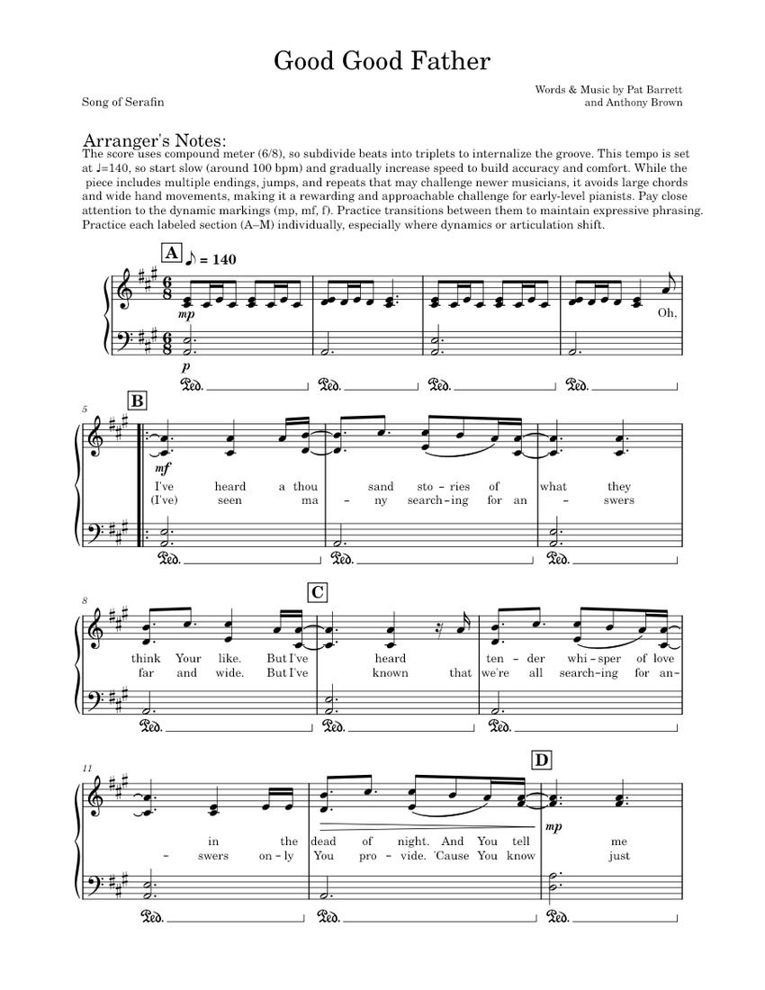 Good Good Father – Chris Tomlin, Pat Barrett (Easy Version) (Song of ...