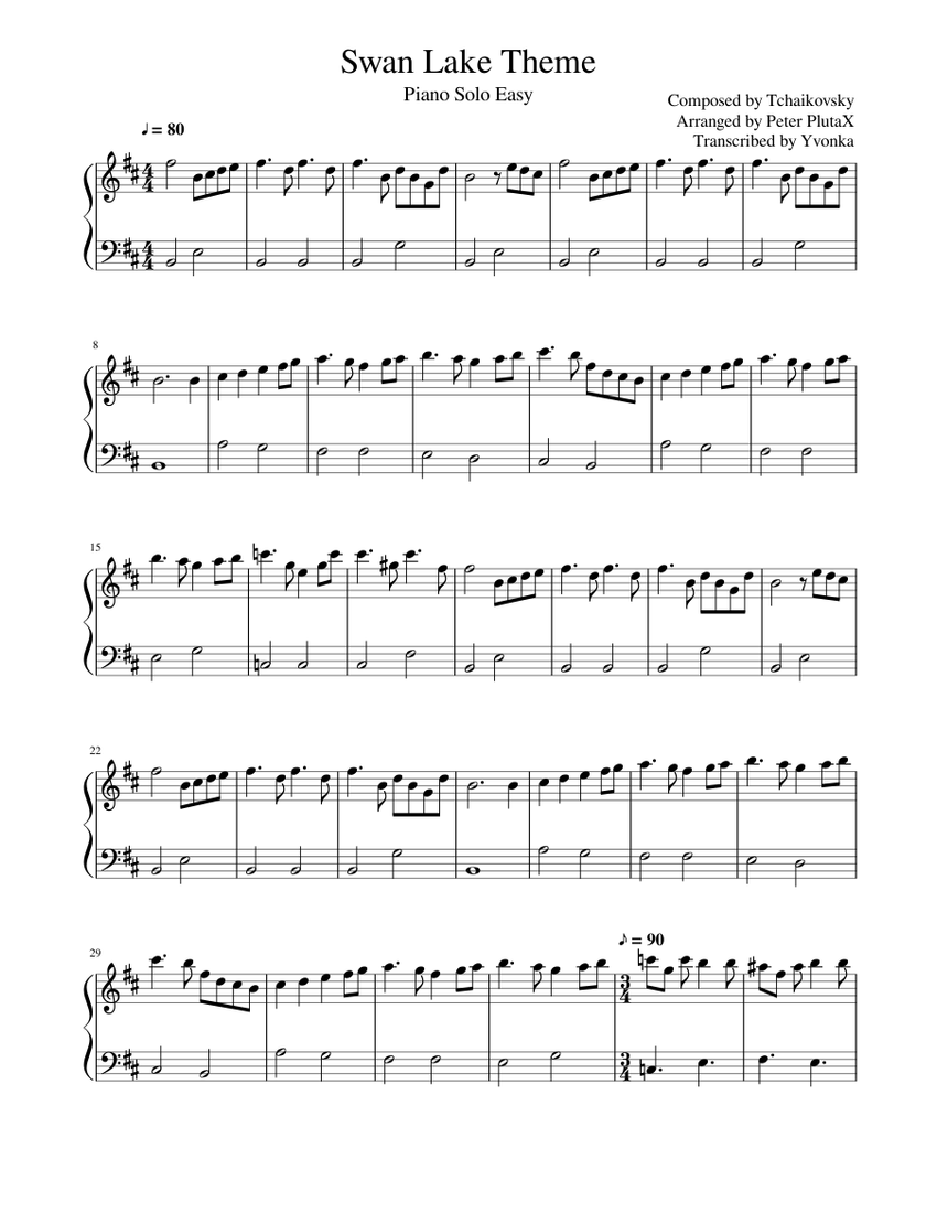 Swan Lake Theme Sheet Music for Piano (Solo) easy | MuseScore.com