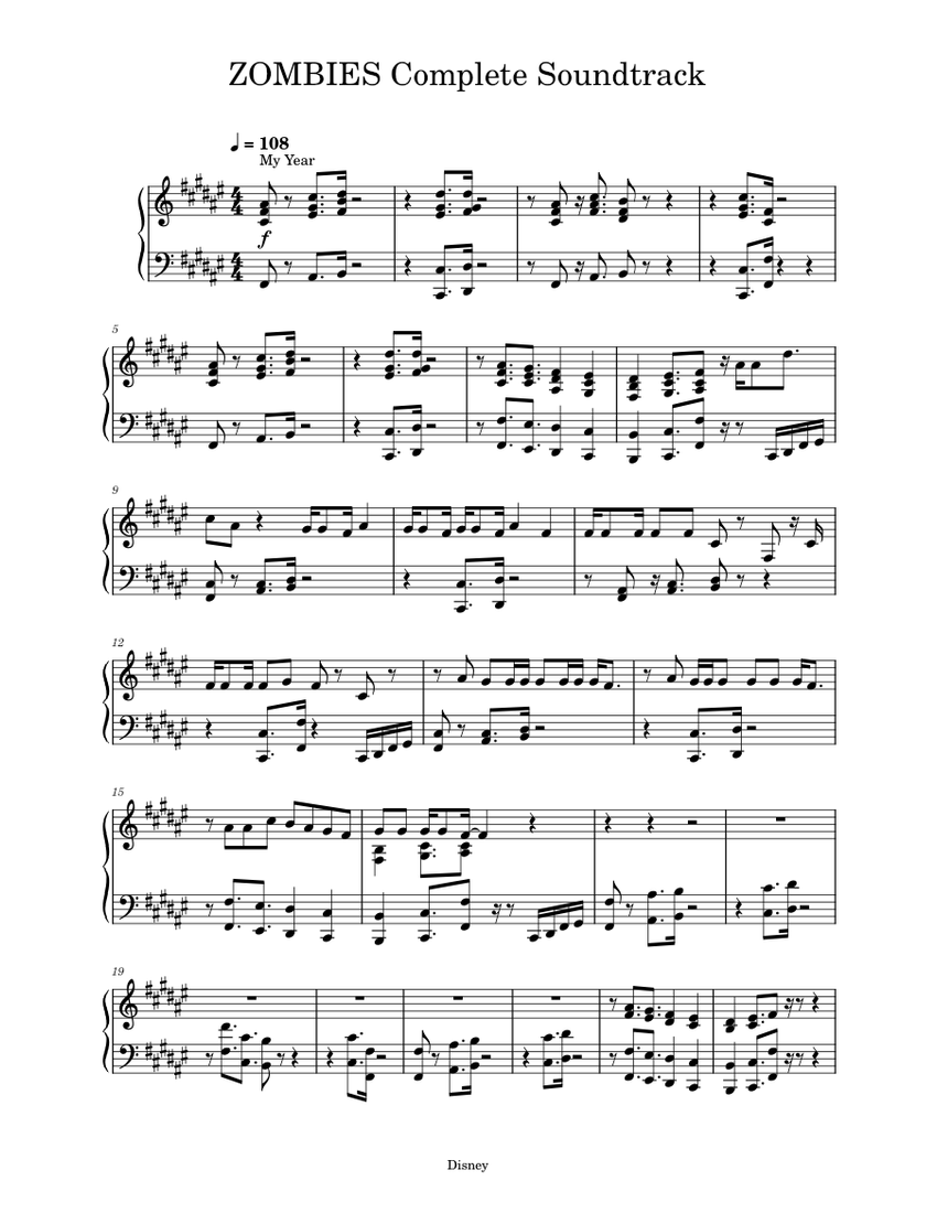 ZOMBIES Complete Soundtrack Sheet music for Piano (Solo) | Musescore.com