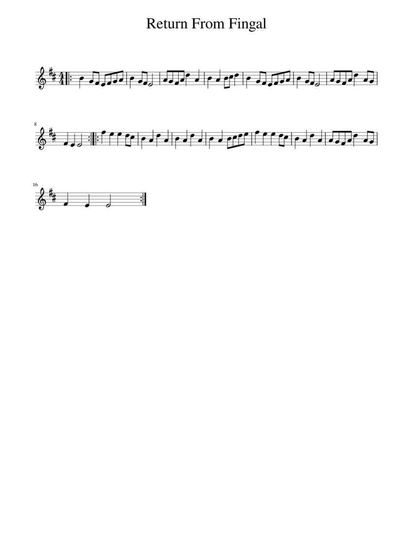 Return From Fingal Sheet music for Piano (Solo) Easy | Musescore.com