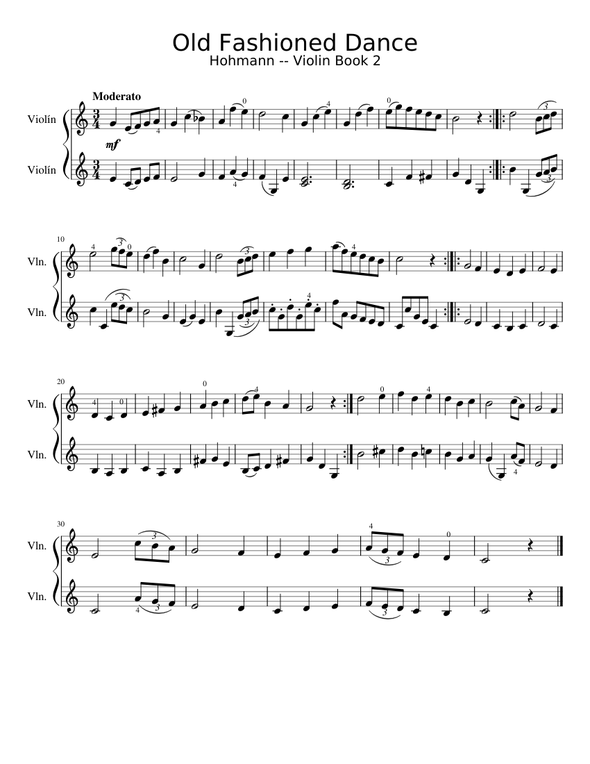 Old Fashioned Dance Sheet Music for Violin (String Duet) | MuseScore.com