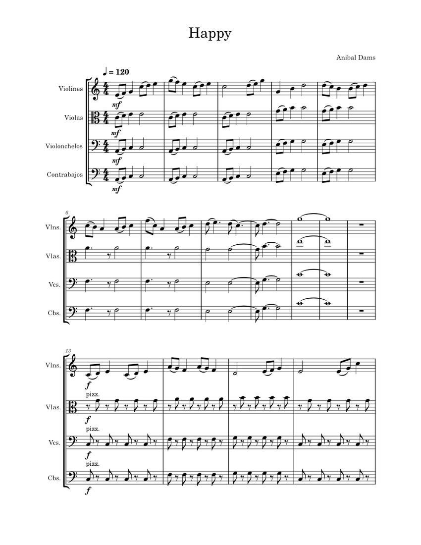 Happy Sheet music for Strings group (String Ensemble) | Musescore.com