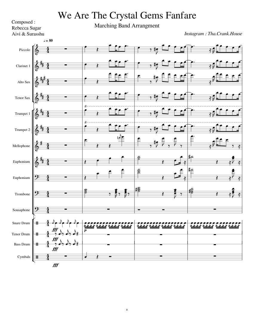 Steven Universe Marching Band Fanfare Sheet Music for Trombone ...