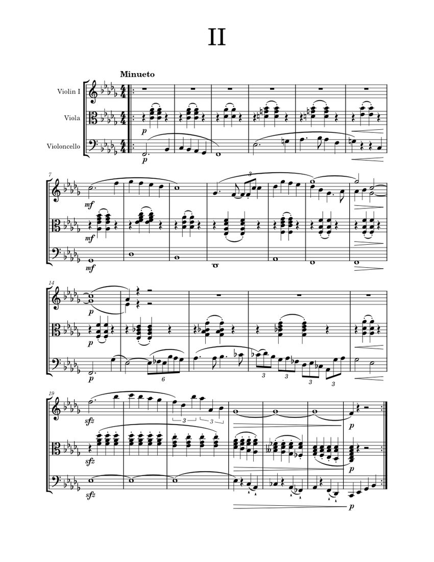 Second movement Sheet music for Violin, Viola, Cello (String Trio ...