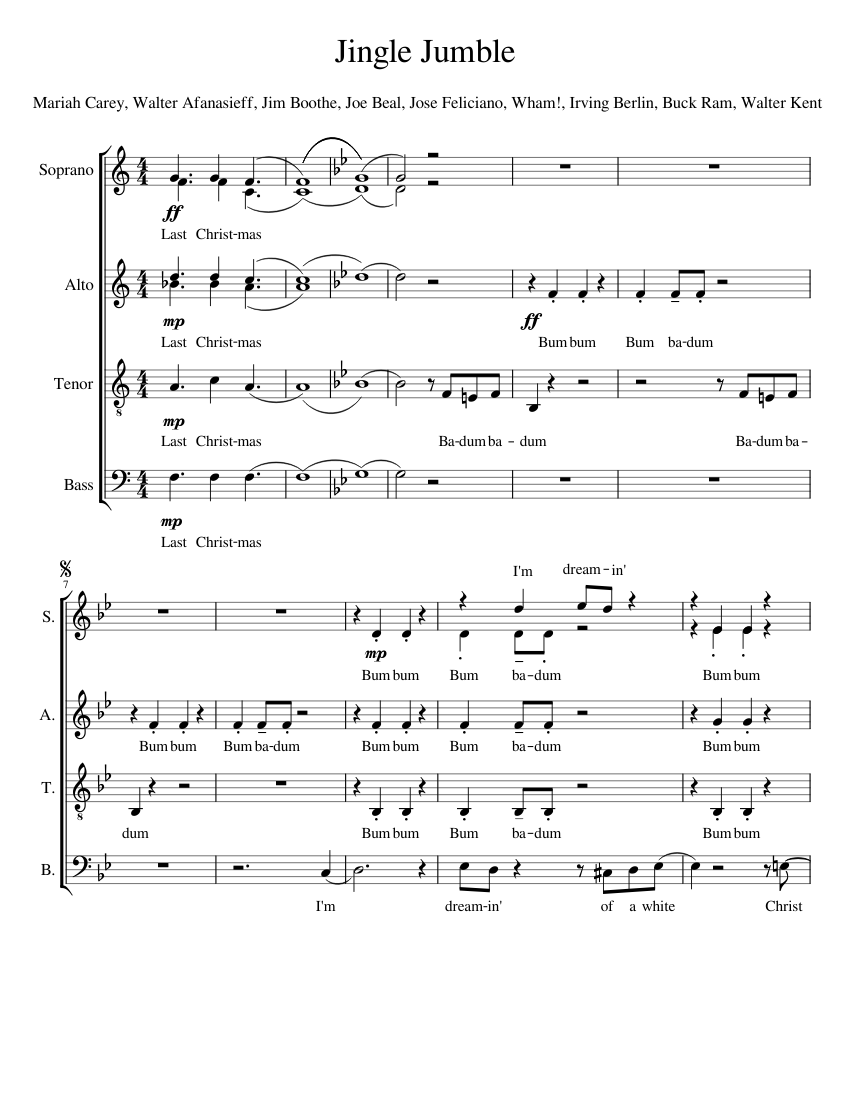 Jingle Jumble Alto WC Sheet music for Soprano, Alto, Tenor, Bass voice ...