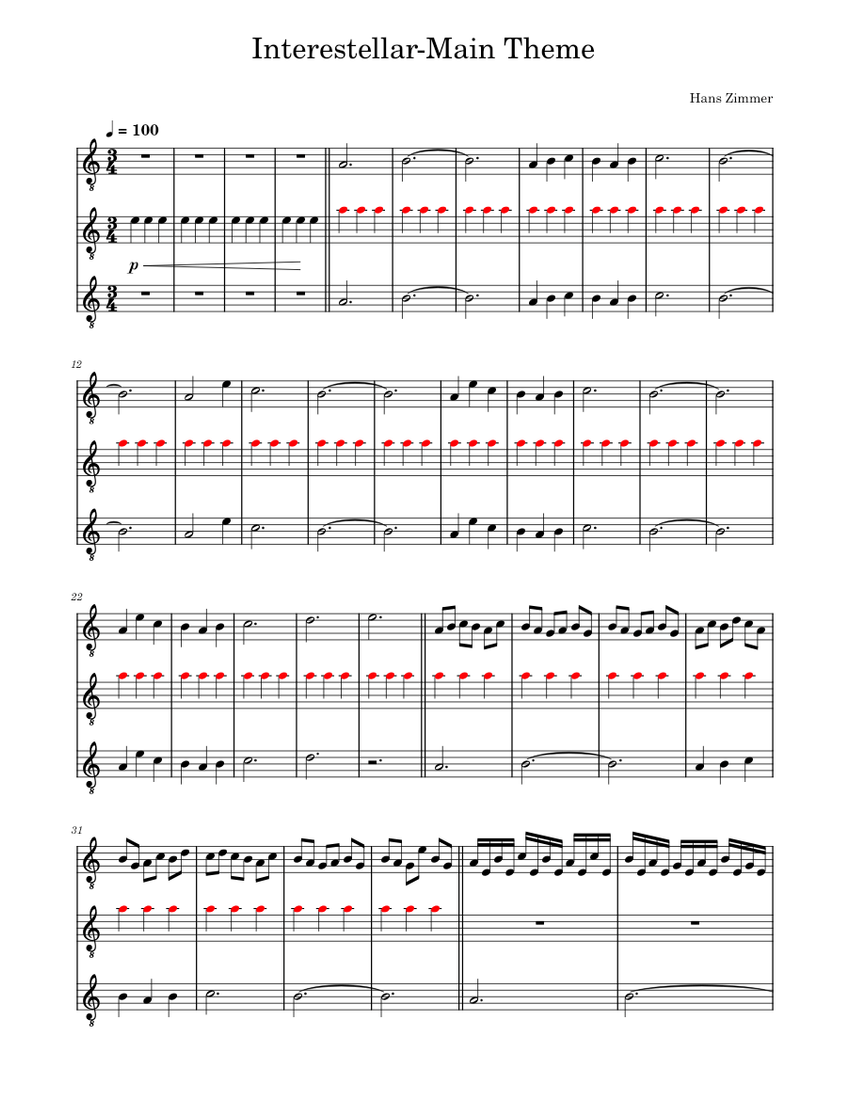 Interstellar – Hans Zimmer Sheet Music for Saxophone tenor (Saxophone ...