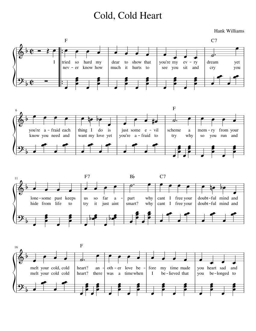Cold, Cold Heart Sheet music for Piano (Solo) | Musescore.com