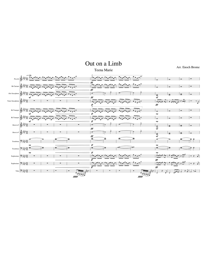 Out on a Limb Sheet Music for Trombone, Euphonium, Tuba, Flute piccolo ...