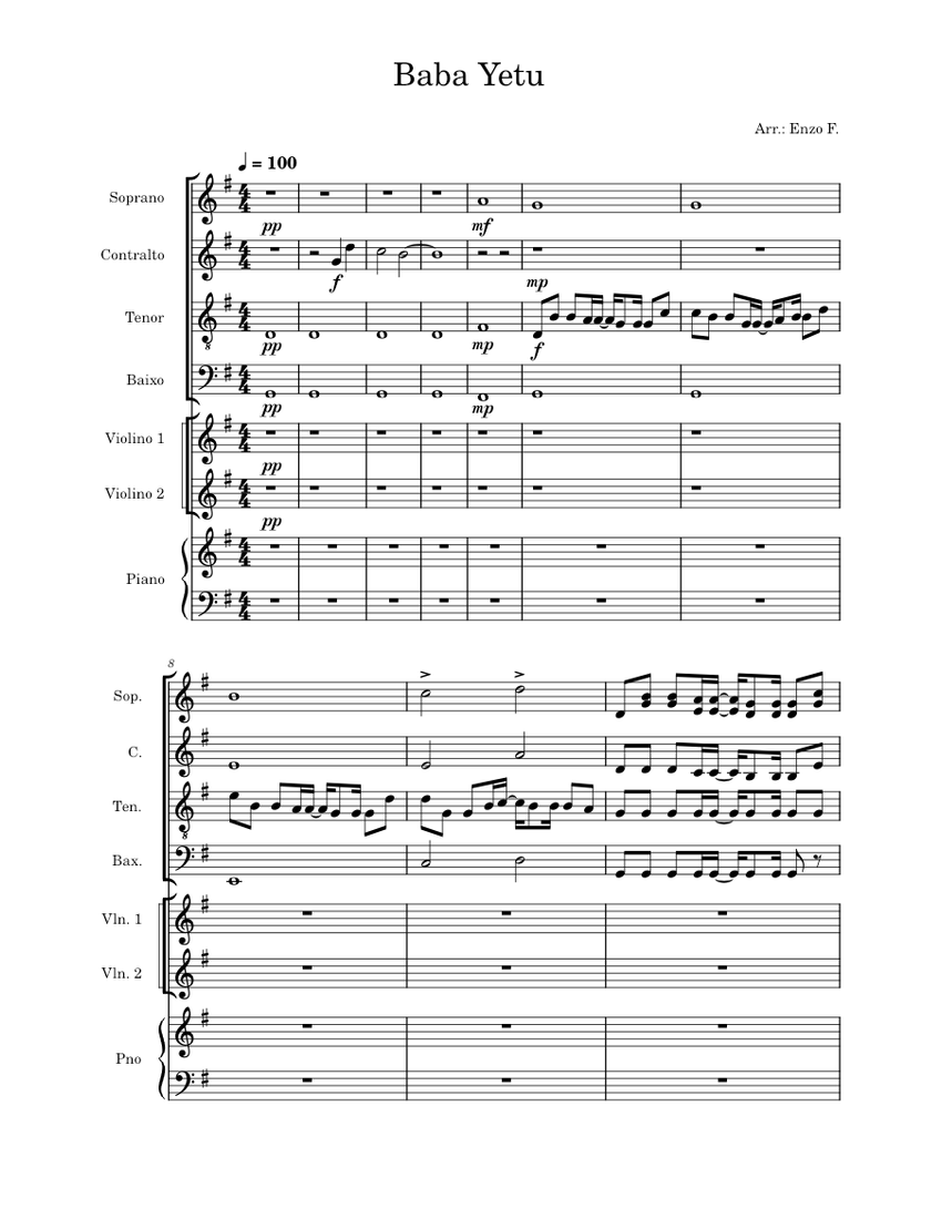 Baba yetu – Christopher Tin Baba Yetu Sheet Music for Piano, Soprano, Alto, Tenor & more ...