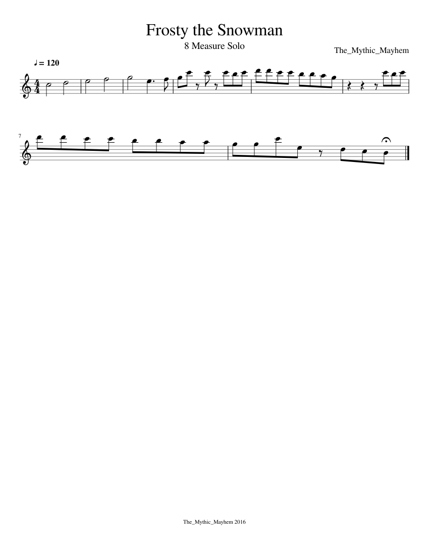 Frosty the Snowman Solo Sheet music for Flute (Solo) | Musescore.com