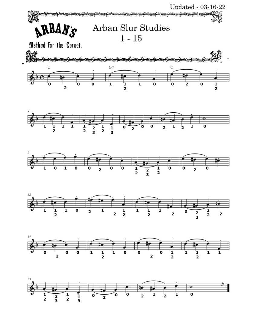 Arban Trumpet Method - Slur Studies 1 - 15 Sheet music for Cornet (Solo ...
