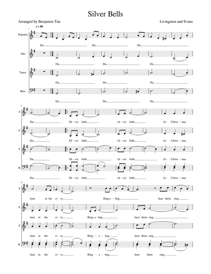 Silver Bells Sheet Music for Piano, Soprano, Alto, Tenor & more ...