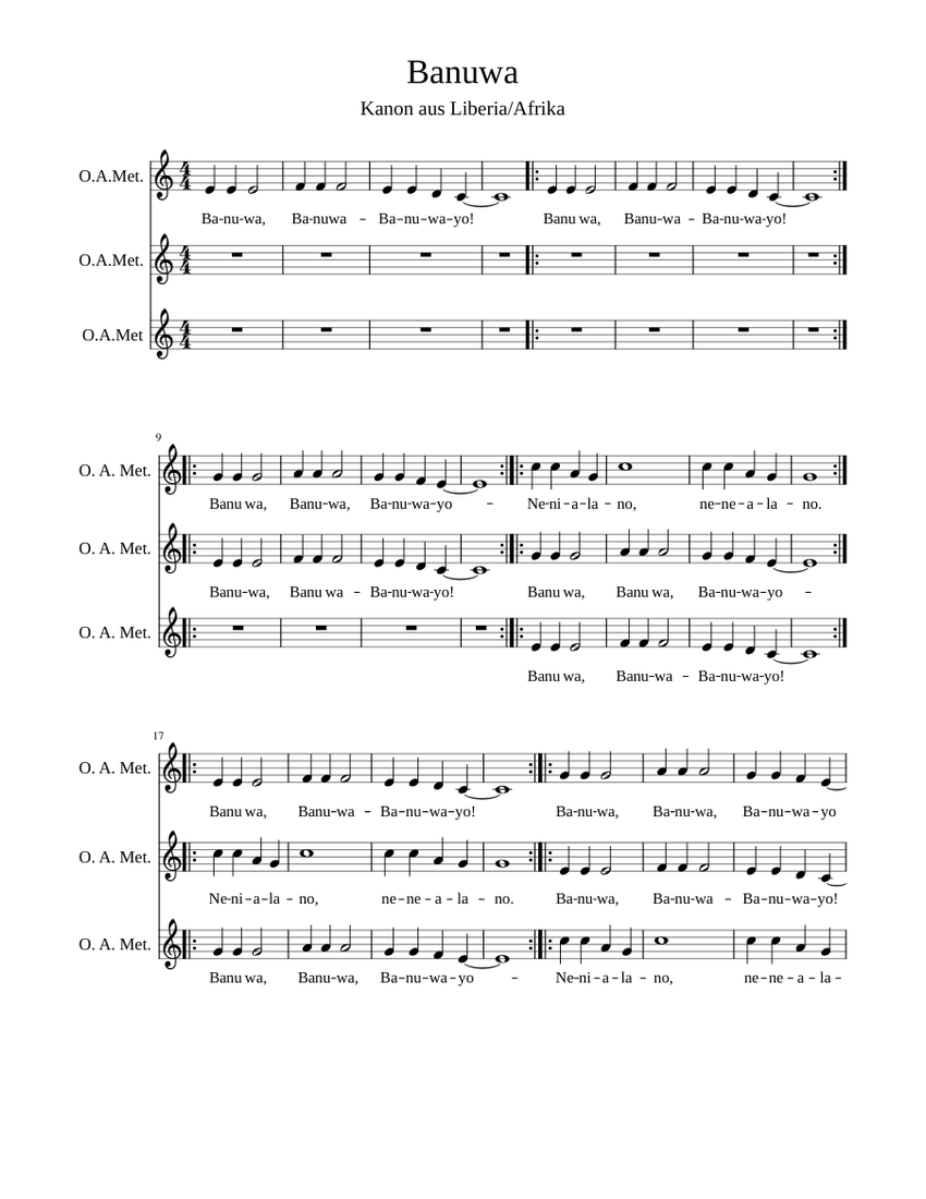 Banuwa – Misc Traditional Sheet music for Metallophone (Choral ...