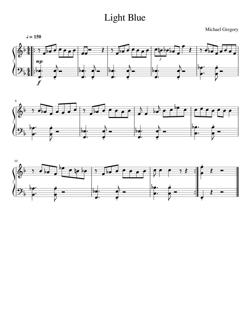 Light Blue Sheet music for Piano (Solo) Easy | Musescore.com