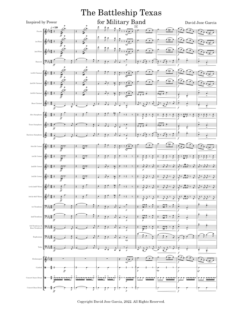 The Battleship Texas Sheet Music for Trombone, Cornet, Euphonium, Tuba ...