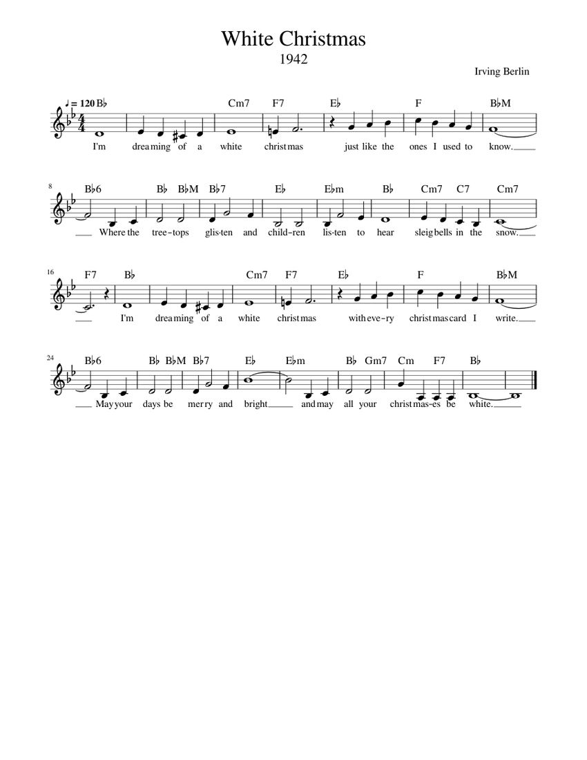 White Christmas Sheet music for Piano (Solo) Easy | Musescore.com