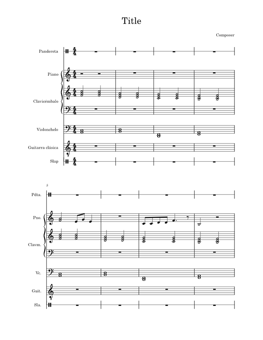 Random notes Sheet music for Piano, Harpsichord, Tambourine, Cello ...