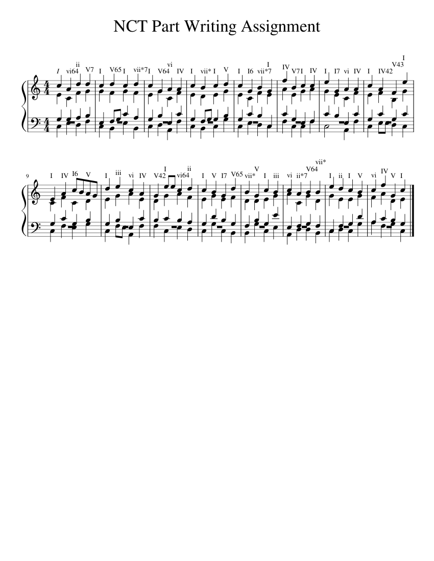 NCT_Part_Writing_Assignment Sheet music for Piano (Solo) | Musescore.com