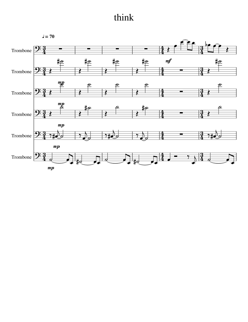 think Sheet music for Trombone (Brass Ensemble) | Musescore.com