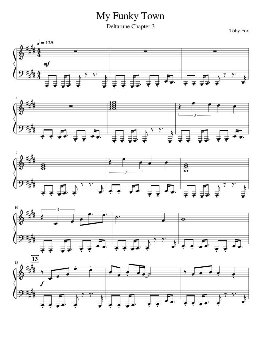 My Funky Town – Toby Fox (Deltarune Chapter 3) Sheet music for Piano ...