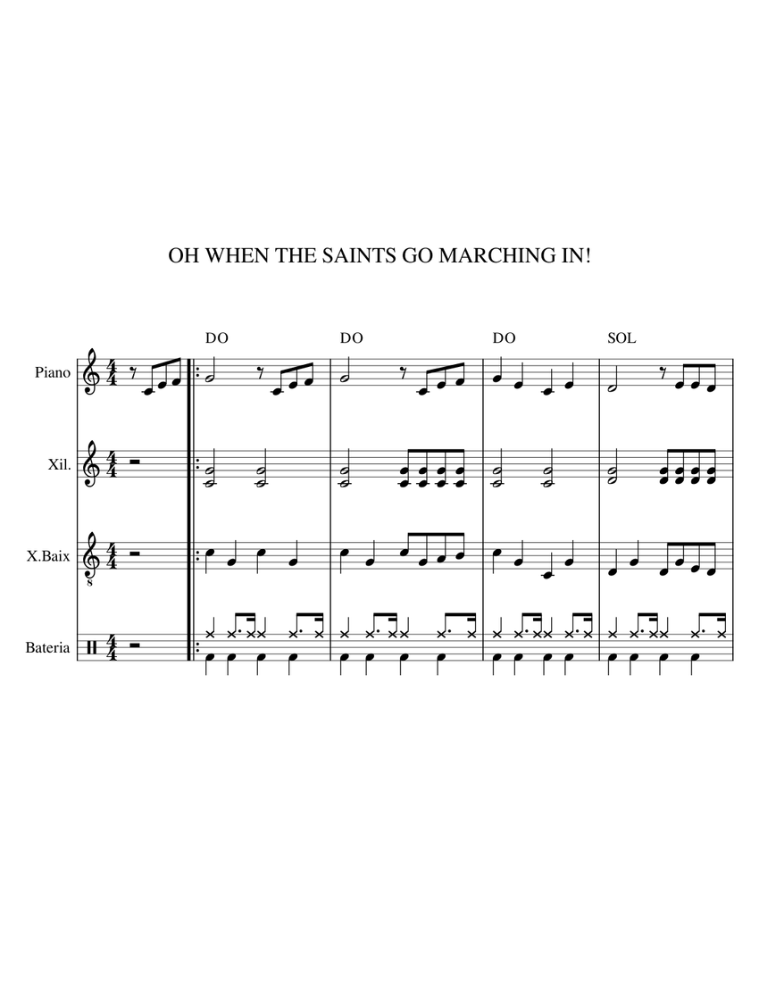 OH WHEN THE SAINTS GO MARCHING IN! Sheet Music with Chords for Piano ...
