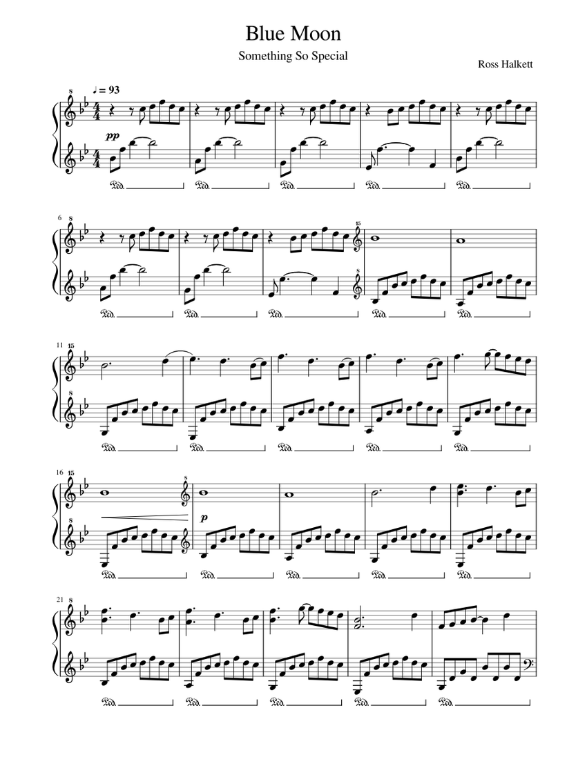 Blue Moon Sheet Music for Piano (Solo) | MuseScore.com
