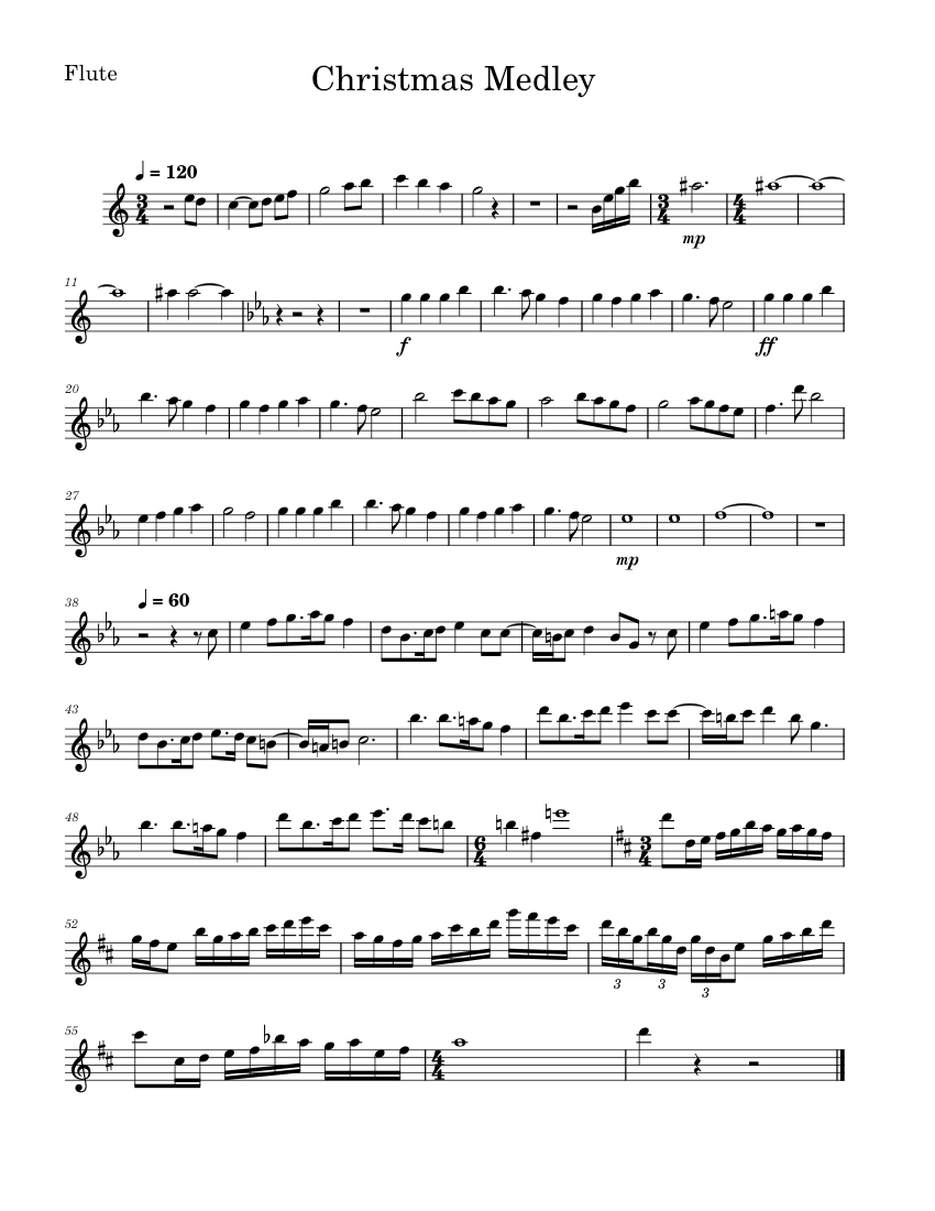 Christmas medley – Misc Mashups Christmas Medley-Flute Sheet music for ...