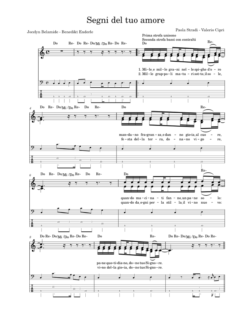 Segni del tuo amore (Mille e mille grani) – Gen Verde Sheet music for ...