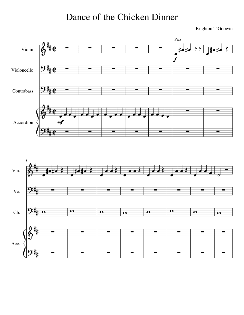Dance of the Chicken Dinner Sheet music for Accordion, Contrabass ...