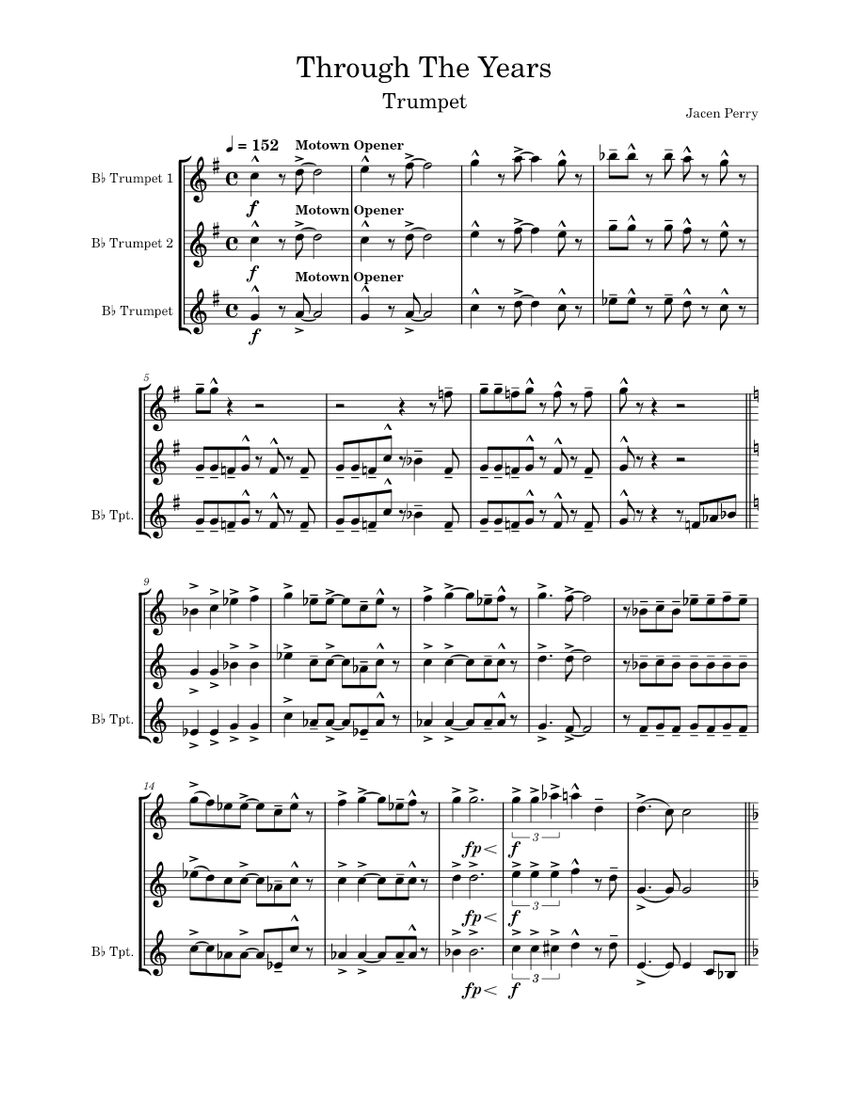 Through_The_Years Sheet music for Trumpet in b-flat (Brass Trio ...