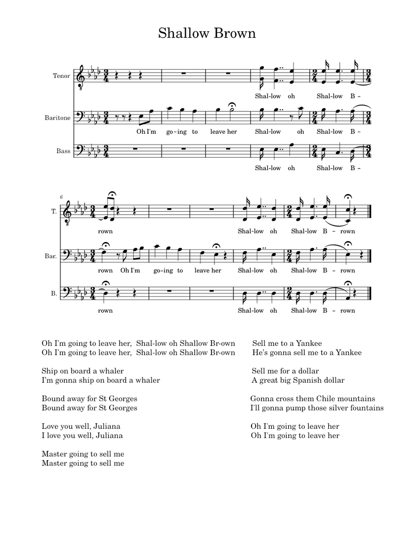 Shallow Brown – Misc tunes shallow brown v2 Sheet Music for Tenor, Bass ...