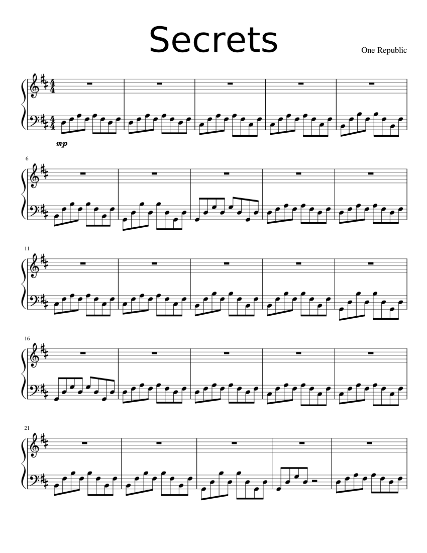 Secrets Sheet music for Piano (Solo) | Musescore.com