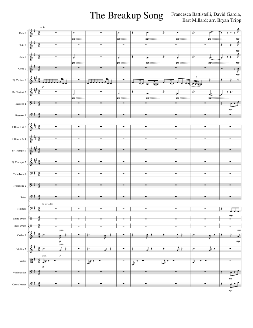 The Breakup Song Sheet Music with Chords for Trombone, Tuba, Flute ...