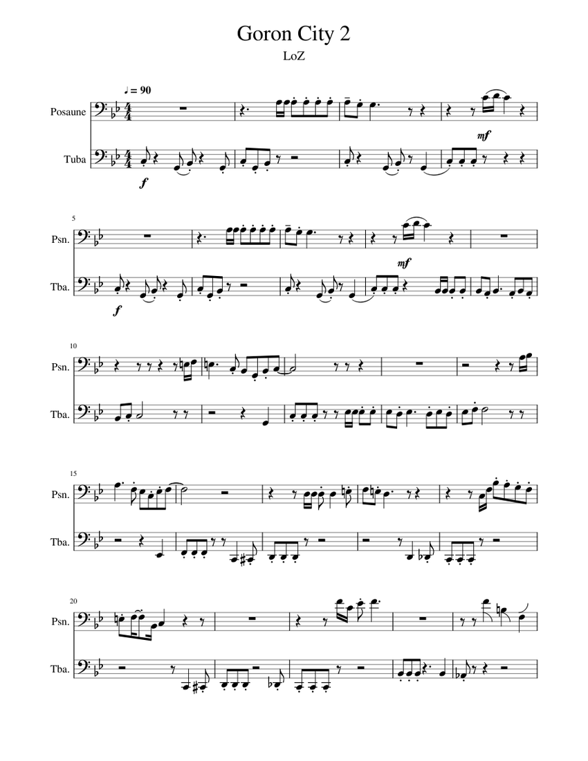 Goron City Sheet Music for Trombone, Tuba (Brass Duet) | MuseScore.com