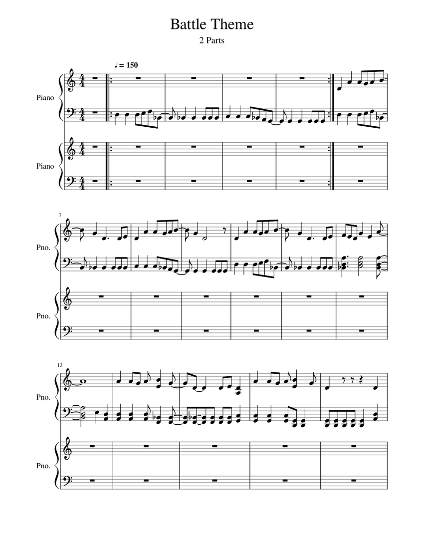 Battle Theme Sheet music for Piano (Piano Duo) | Musescore.com