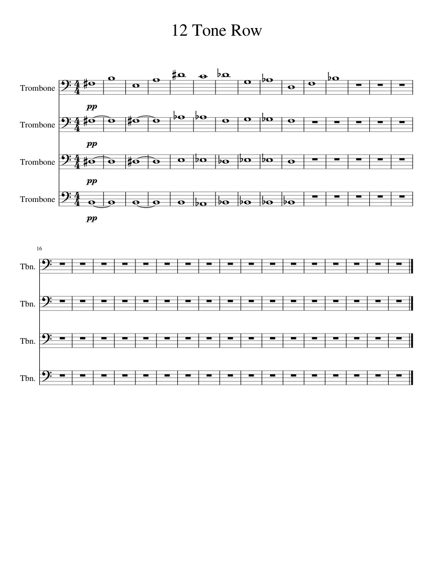 12 Tone Row Sheet Music for Trombone (Mixed Quartet) | MuseScore.com