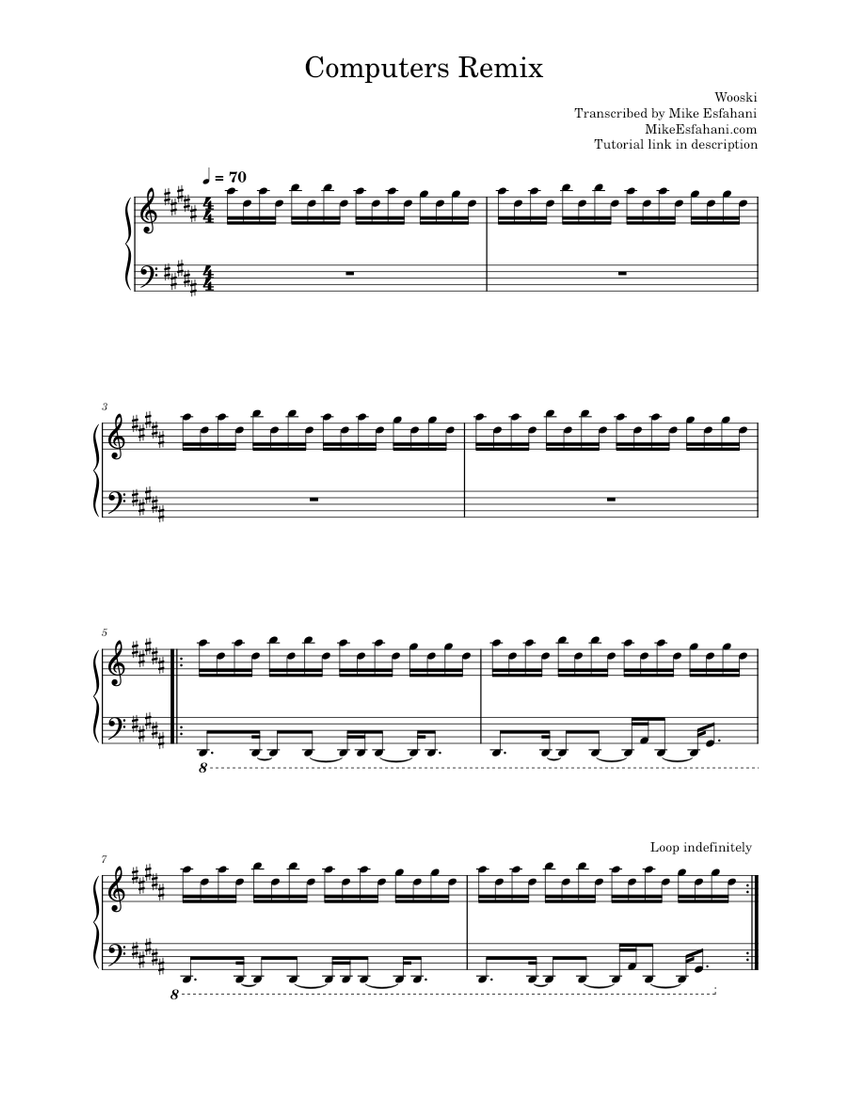 Computers Remix - Wooski Sheet music for Piano (Solo) | Musescore.com