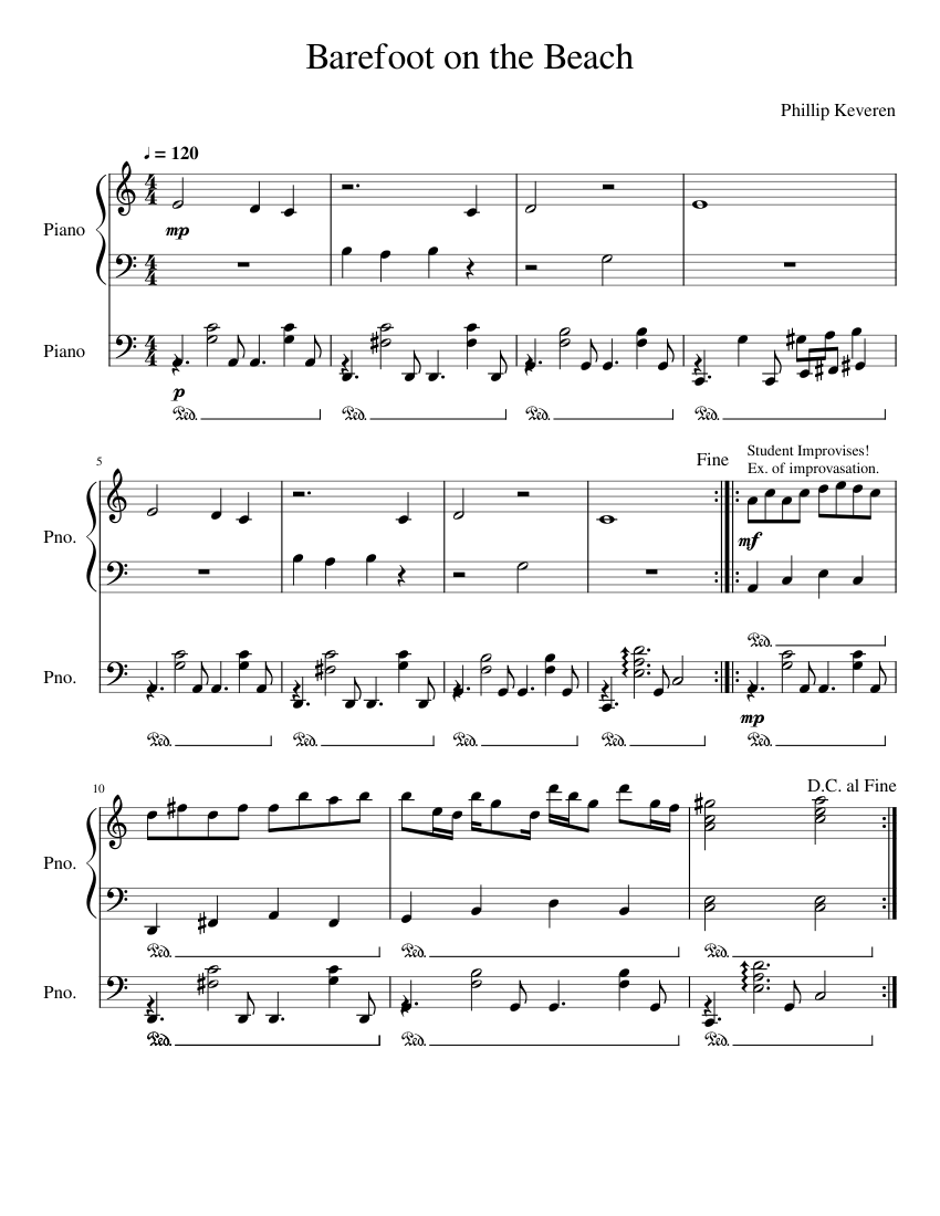 Barefoot on the Beach Sheet music for Piano (Piano Duo) | Musescore.com
