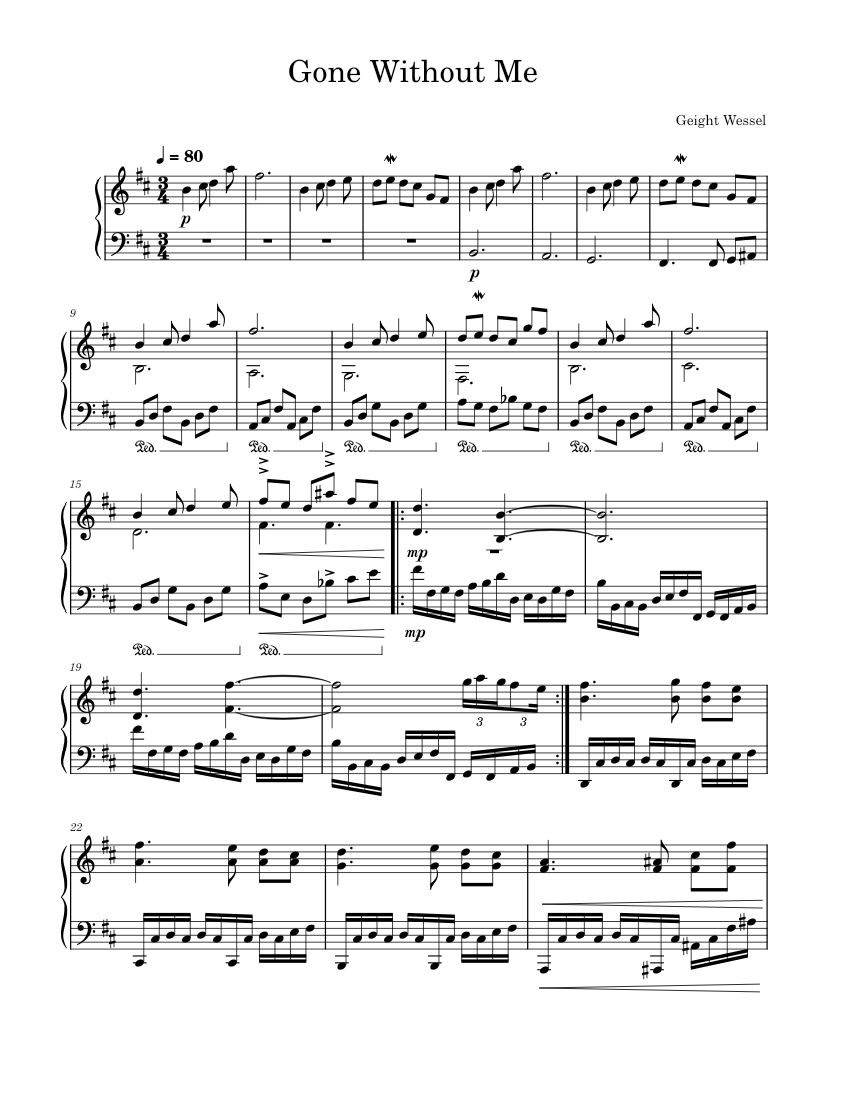 Gone Without Me Sheet Music For Piano Solo Musescore gone-without-me-sheet-music-for-piano-solo-musescore