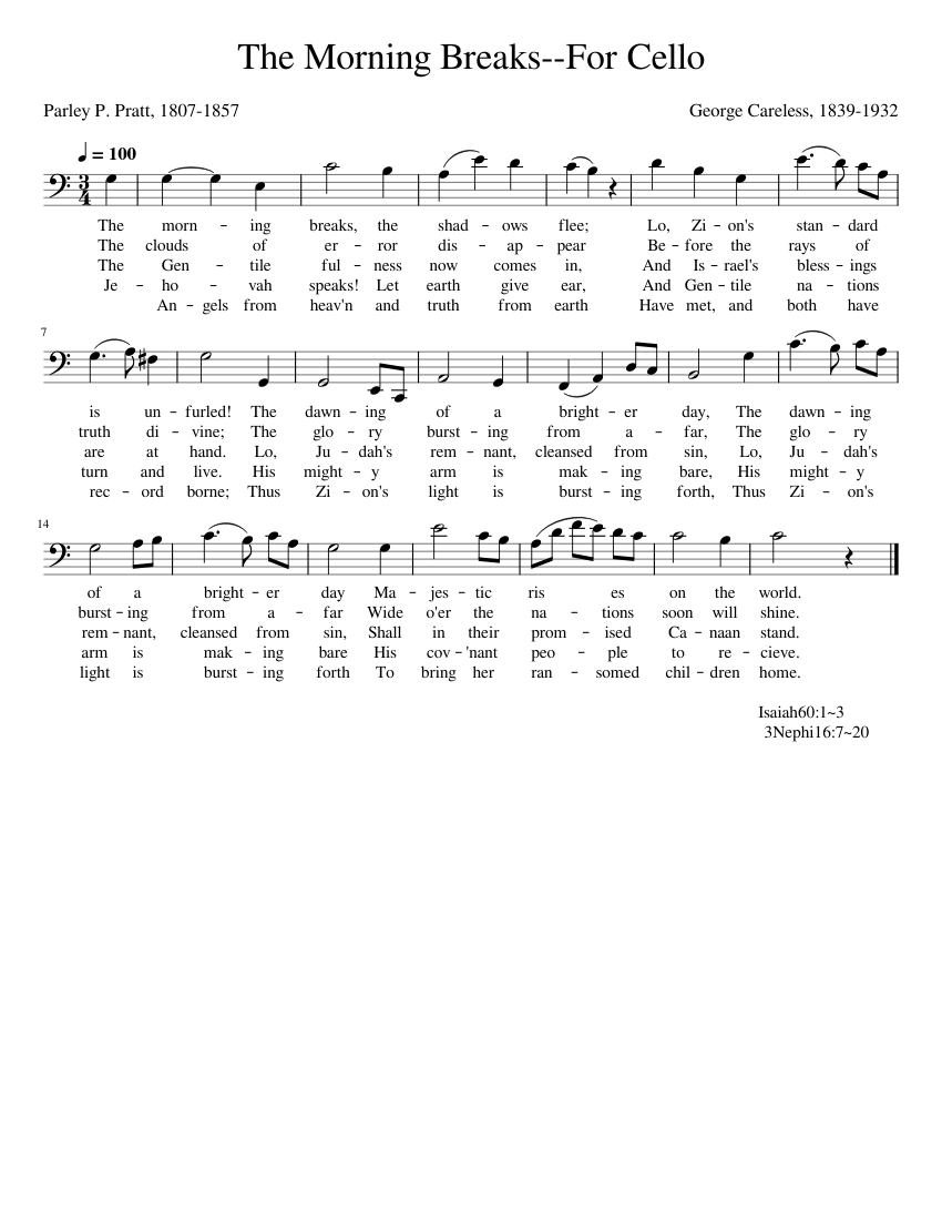 The_Morning_Breaks--For_Cello Sheet music for Piano (Solo) Easy ...