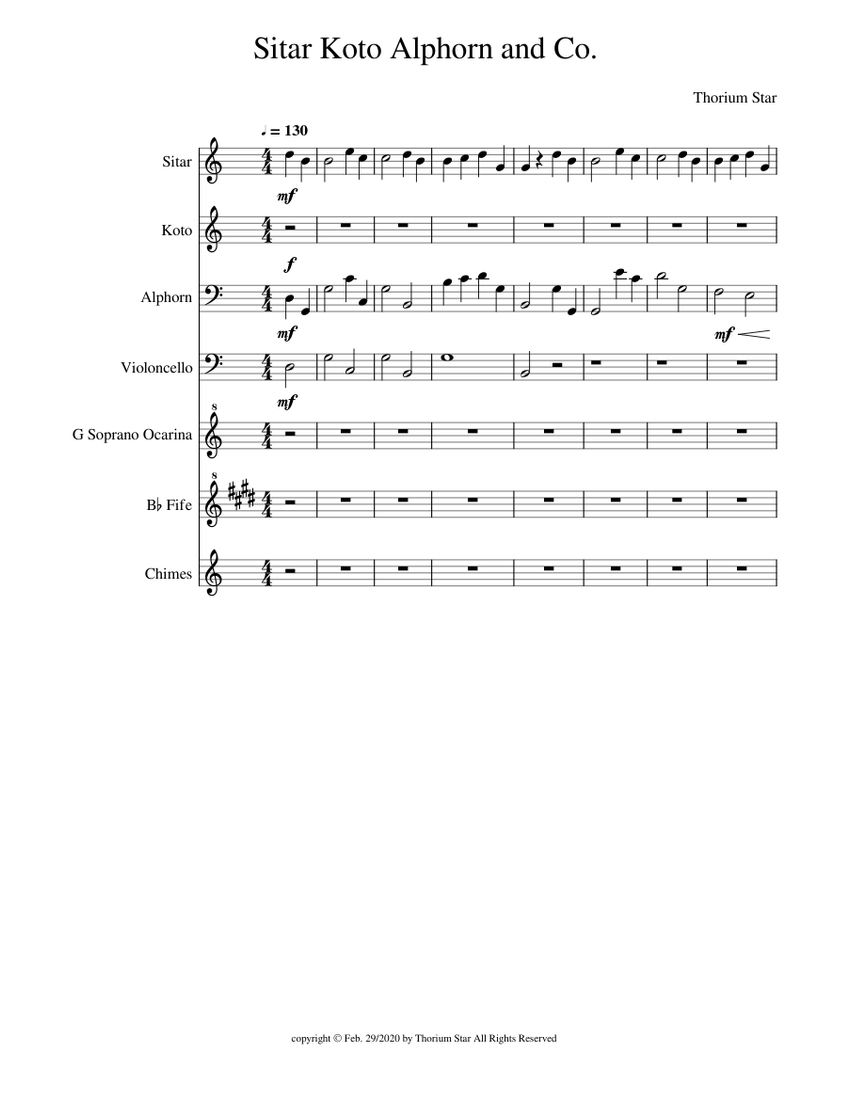 Sitar Koto Alphorn and Co., Music © by Thorium Star 2020 - piano tutorial