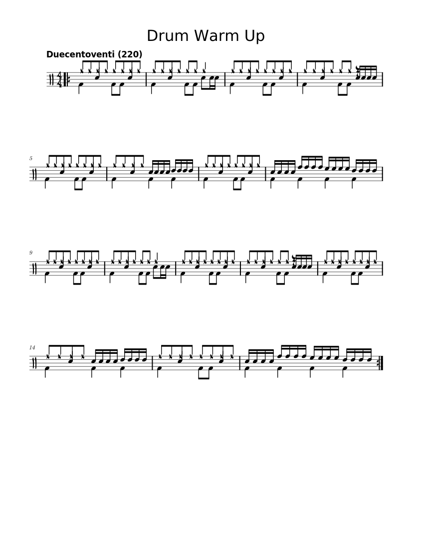 Drum Warm Up Sheet music for Drum group (Solo) | Musescore.com