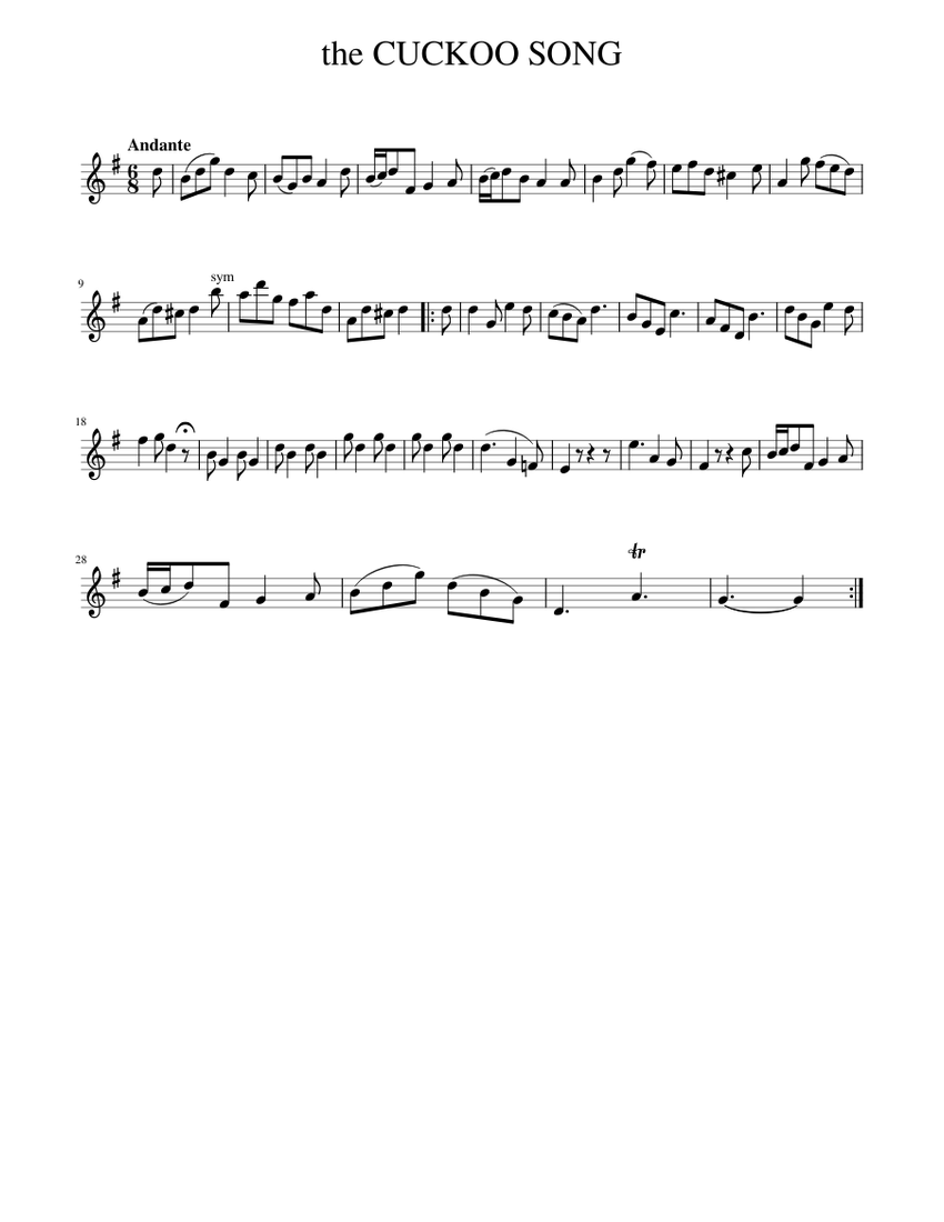 the CUCKOO SONG Sheet music for Piano (Solo) Easy | Musescore.com