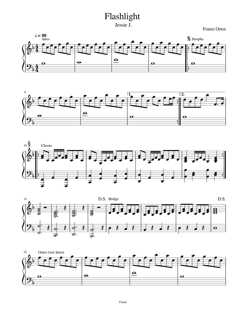 Flashlight Sheet music for Piano (Solo) Easy | Musescore.com