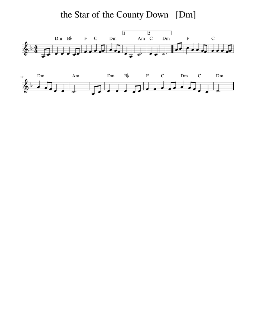 the Star of the County Down Sheet music for Piano (Solo) Easy ...