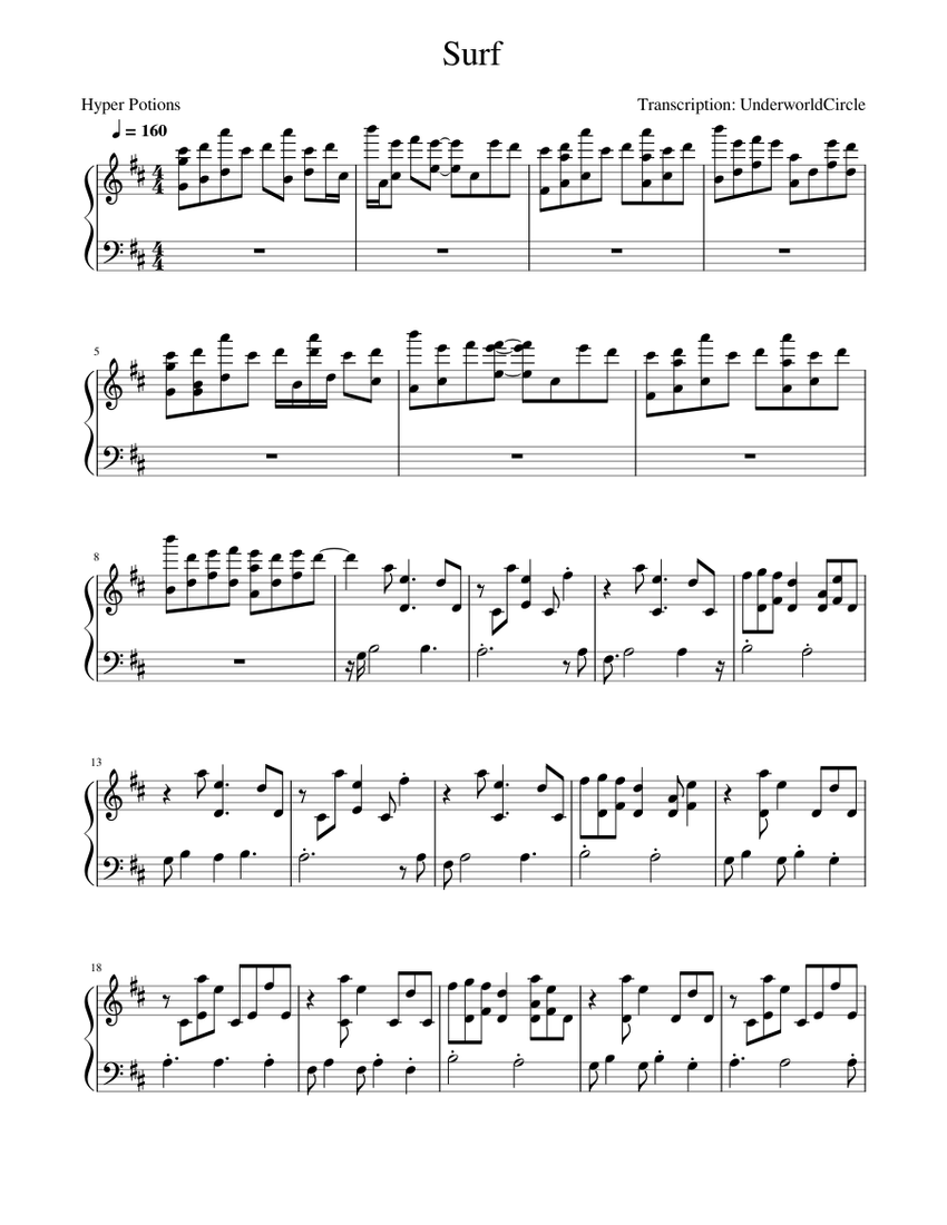 Surf (Hyper Potions) Sheet music for Piano (Solo) | Musescore.com