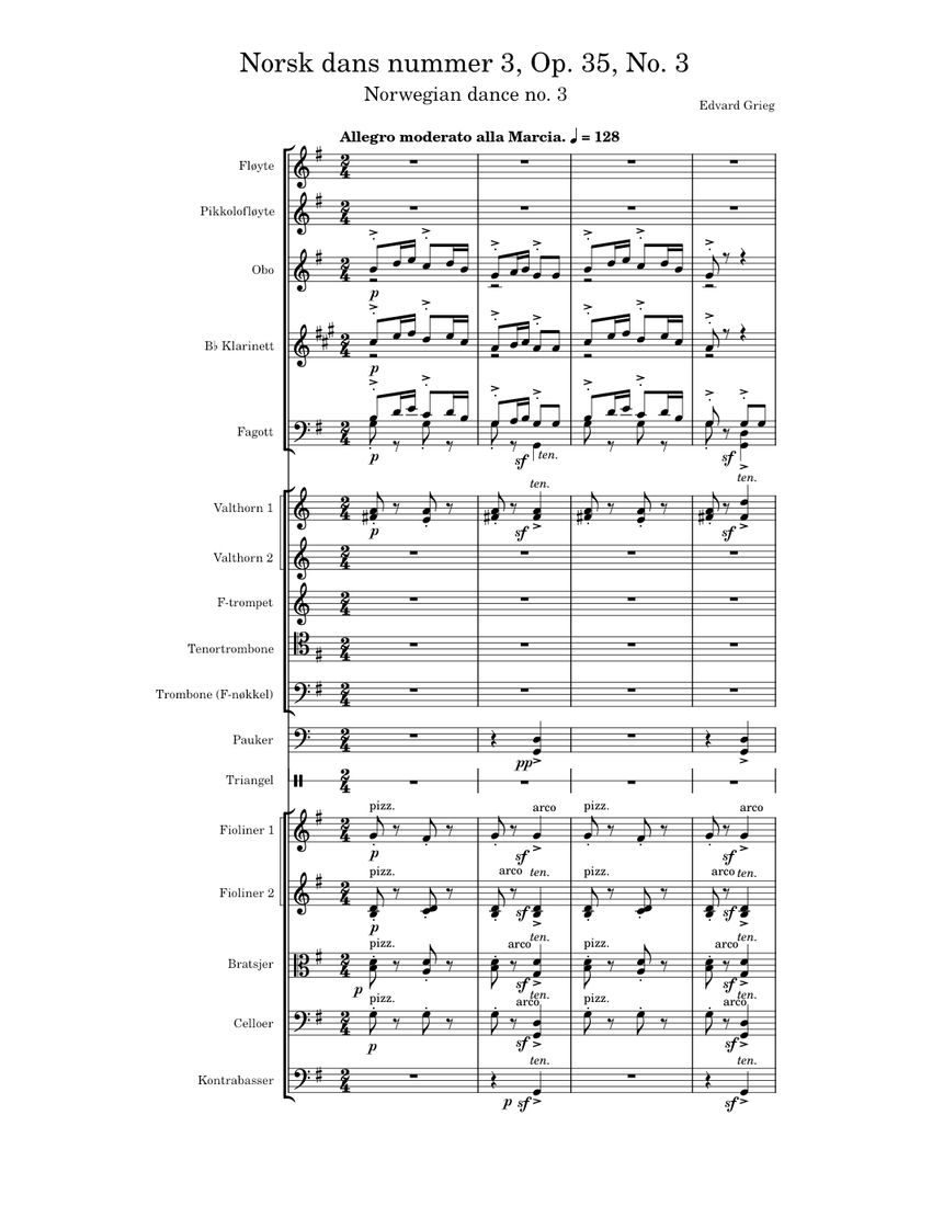 Norwegian dance No. 3, Op. 35, No. 3 – Edvard Grieg Sheet music for ...