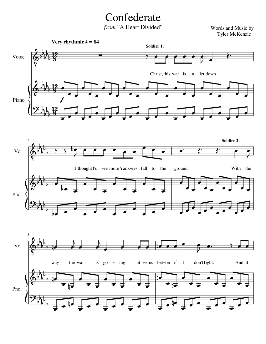 Confederate (Karaoke) Sheet music for Piano, Vocals (Piano-Voice ...