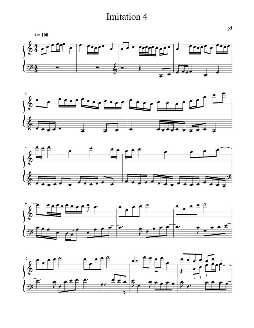 Imitation 4 Sheet music for Piano (Solo) | Musescore.com